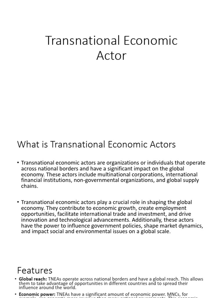 Understanding Transnational Economic Actors | PDF | Multinational ...