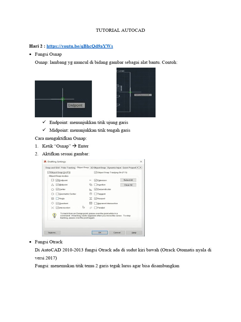 Tutorial AutoCAD: Osnap, Otrack, Layer | PDF