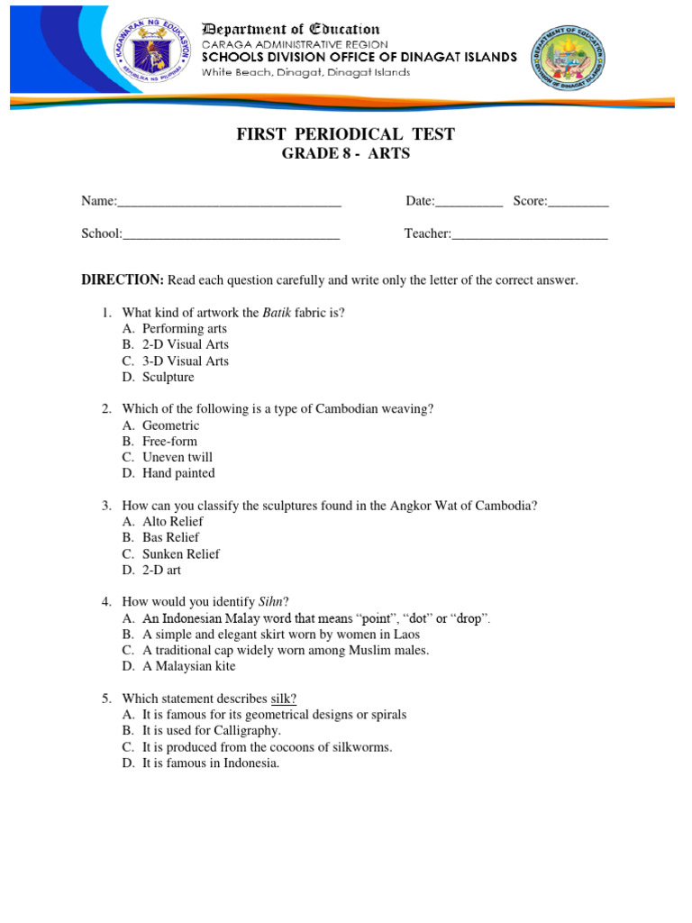 Grade 8 - Arts | PDF | Textiles | Silk