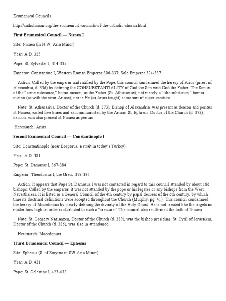 First Ecumenical Council - Nicaea I | PDF | Council Of Chalcedon | Pope