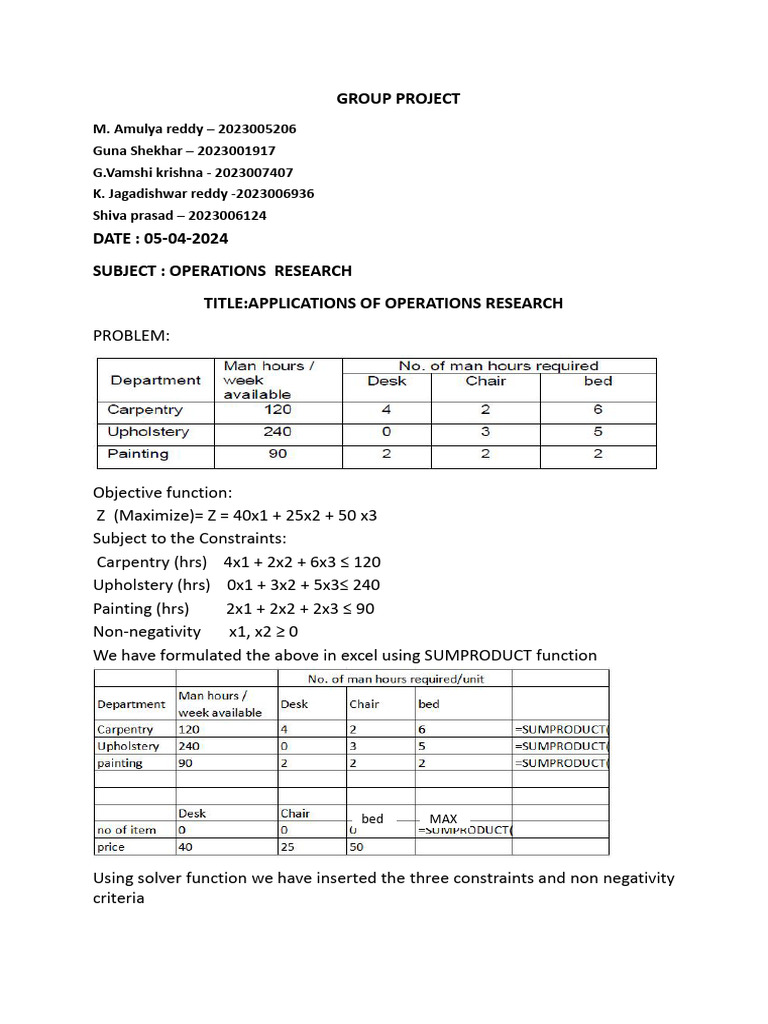 Operations Research Project Analysis | PDF | Science & Mathematics