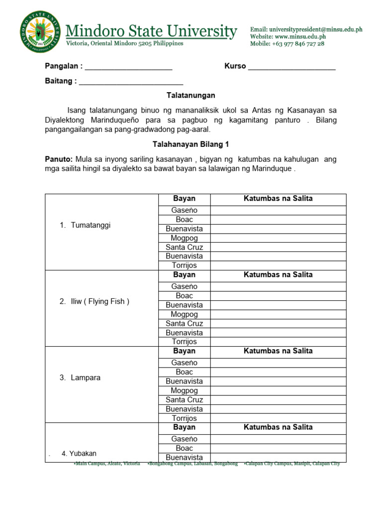 Talatanungan 1 | PDF
