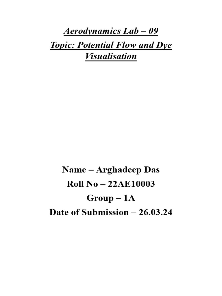 Potential Flow and Dye Visualization | PDF | Airfoil | Reynolds Number
