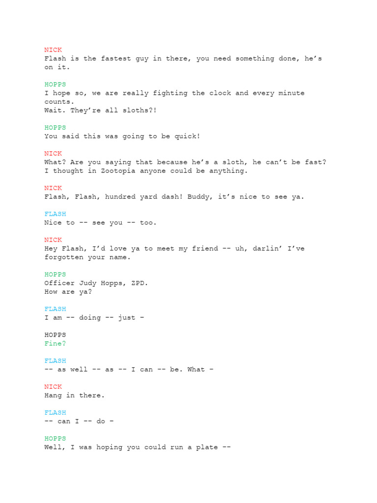 Zootopia: Flash and the Camel Joke | PDF