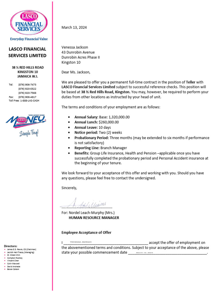LFSL LetterHead - Acceptances | PDF | Employee Relations | Economies