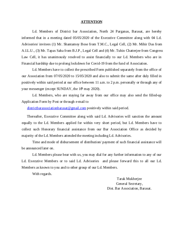 Financial Aid for Bar Association Members | PDF | Justice | Crime ...