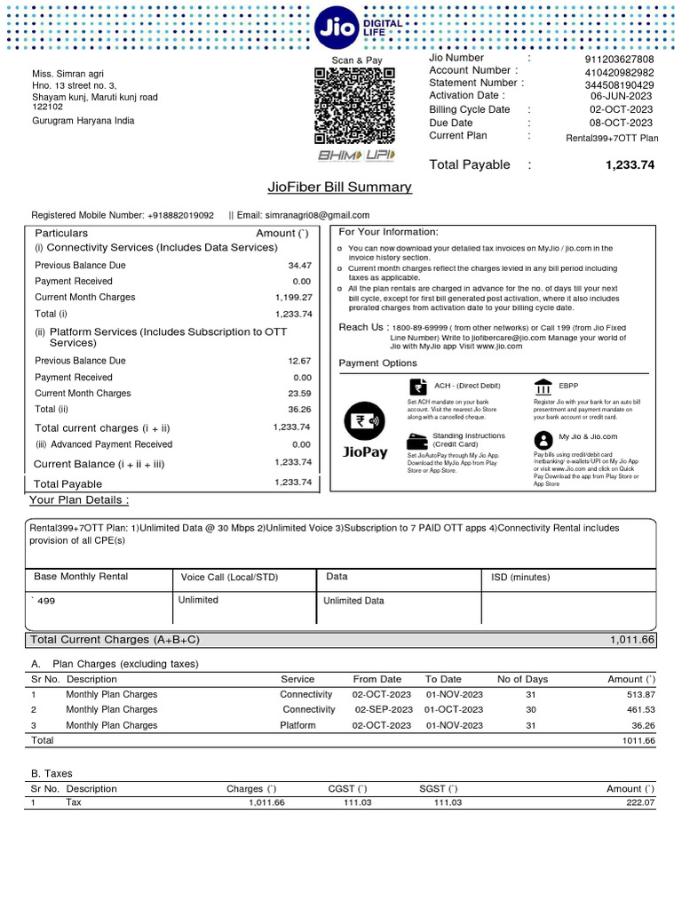 OCT BILL | PDF | Payments | Banks