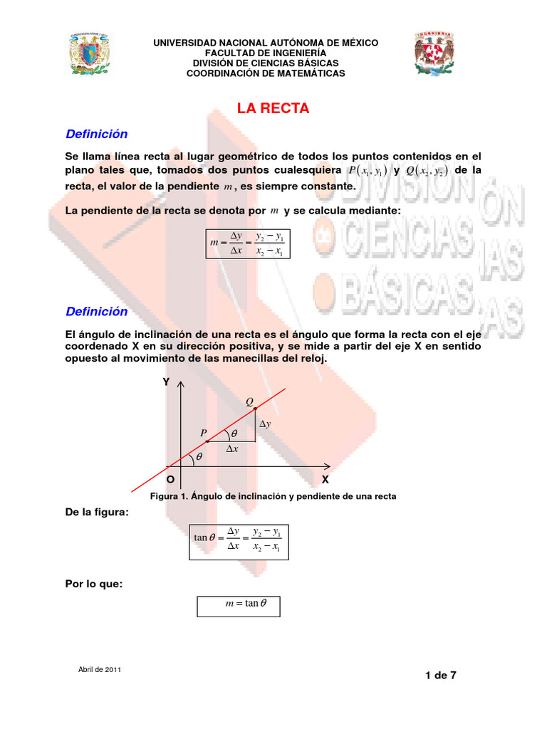 La Recta | PDF | Pendiente | Línea (geometría)