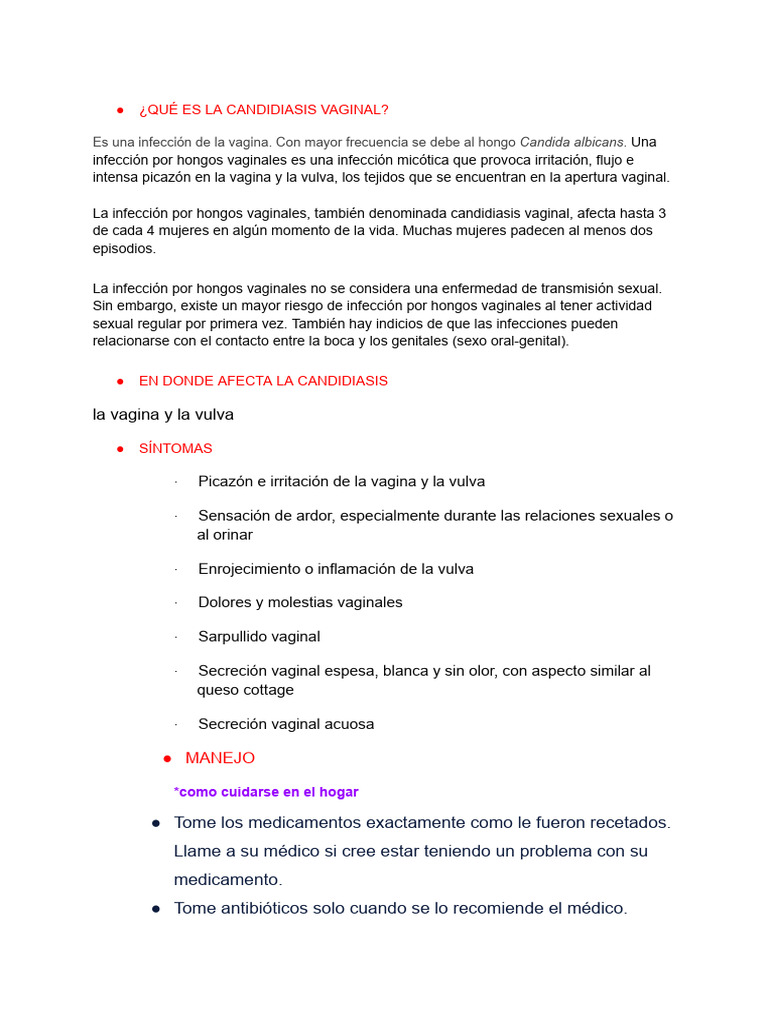 Candidiasis Vaginal | PDF | Candidiasis | Medicina CLINICA