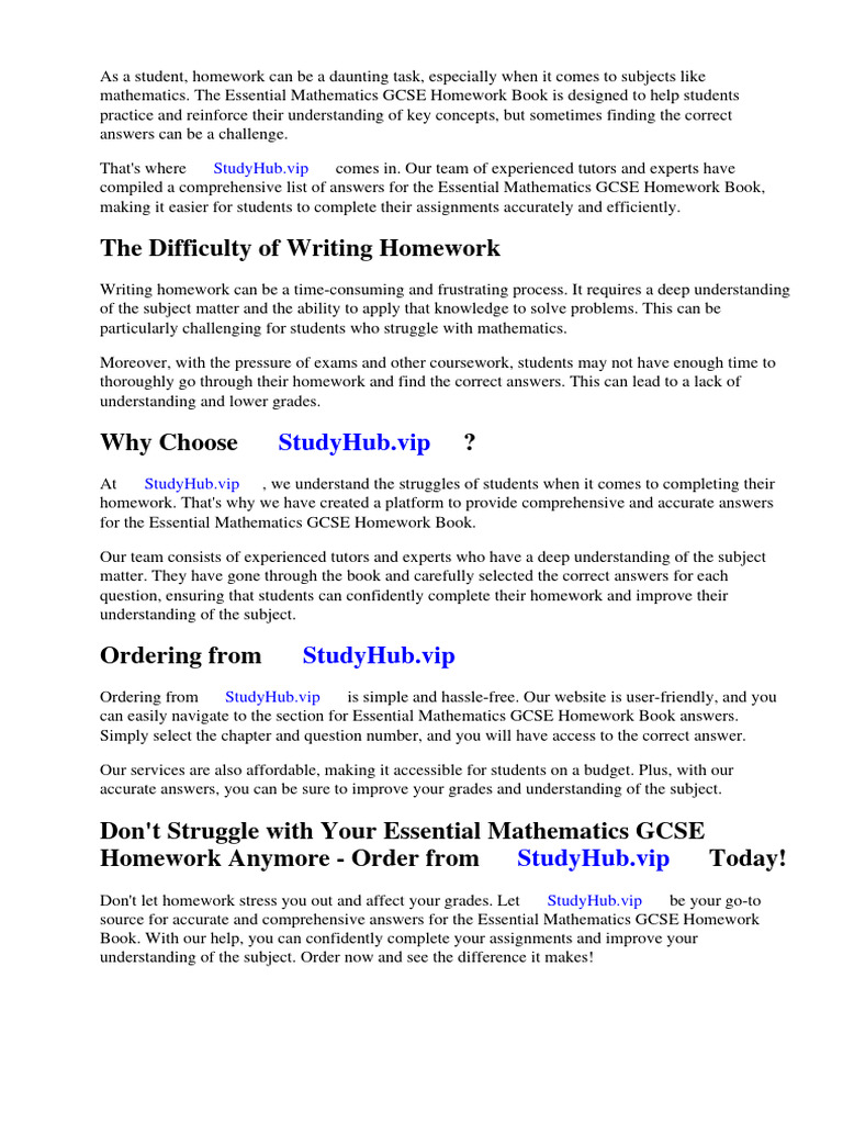 Essential Mathematics Gcse Homework Book Answers | PDF | Pay Pal | E Bay