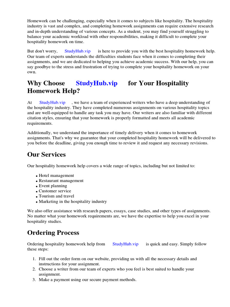 Hospitality Homework Help | PDF | Homework | Educational Technology