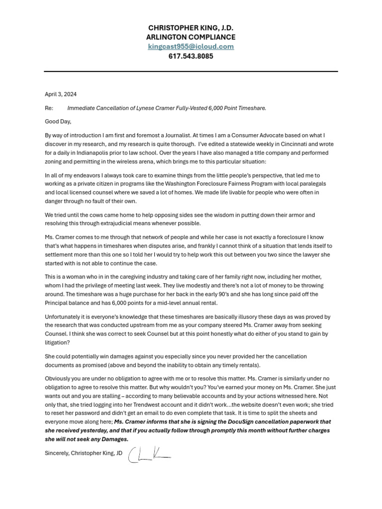 Trendwest - Wyndham Timeshare BBB Complaint. | PDF | Lawsuit | Justice