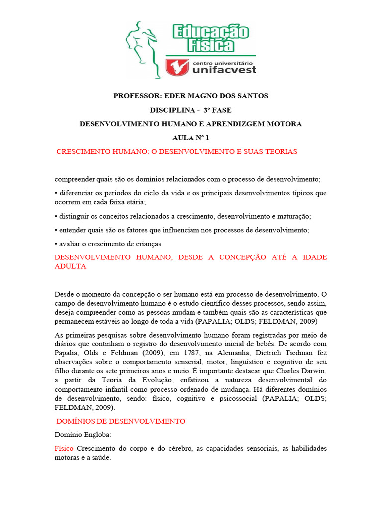 Aula 1 | Download grátis PDF | Adolescência | Vida