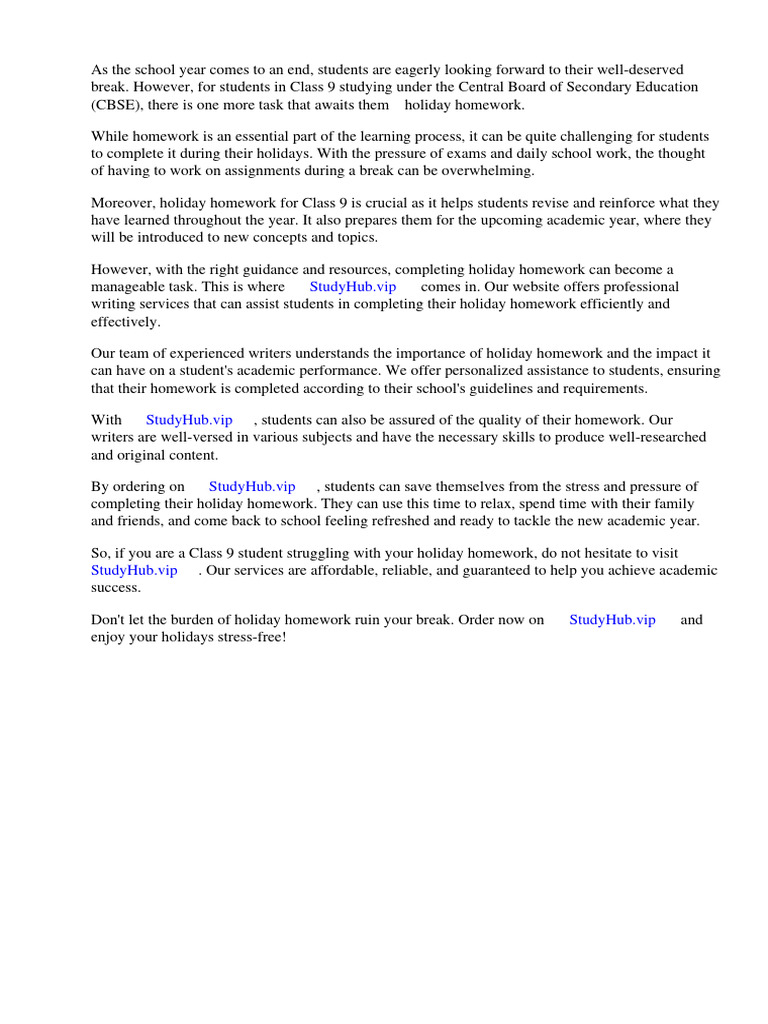 Cbse Holiday Homework For Class 9 2013 | PDF | Homework | Method (Computer Programming)