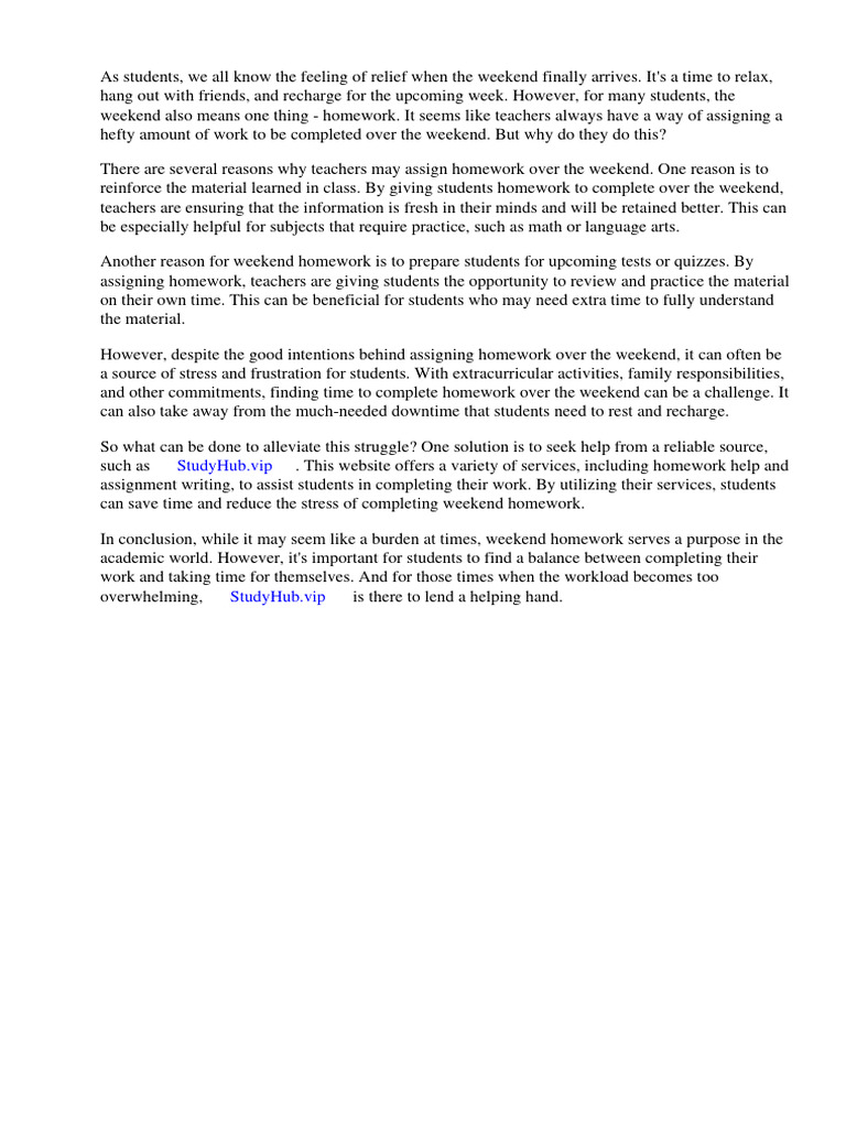Weekend Homework: A Student's Dilemma | PDF | Homework