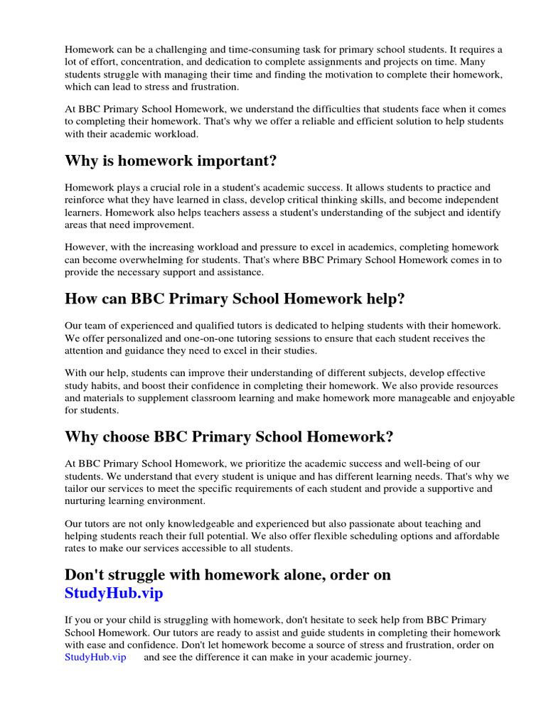 BBC Primary School Homework | PDF | Homework | Schools