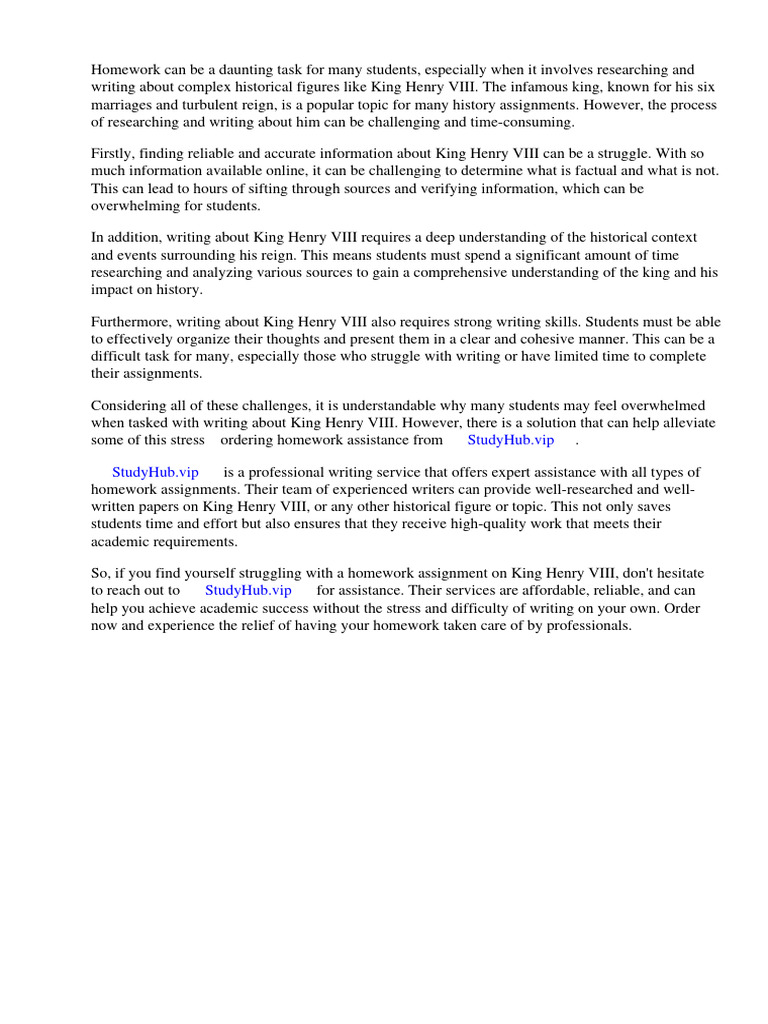 King Henry Viii Homework | PDF | Anne Boleyn