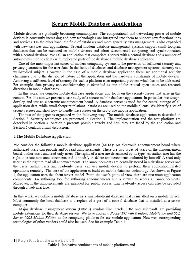 6b. MOBILE DATABASE SECURITY | PDF | Databases | Client–Server Model