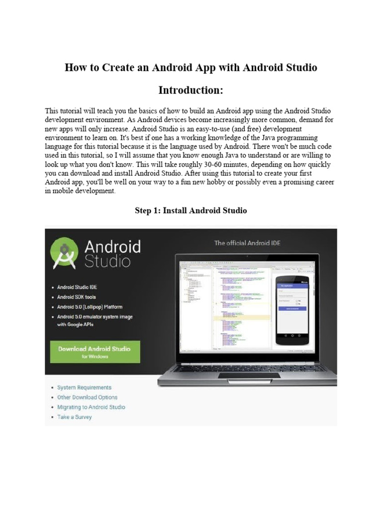 Creating An Android App With Android Studio | Download Free PDF | Android (Operating System ...