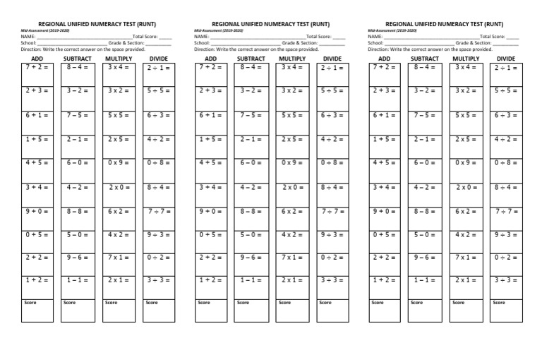 Regional Unified Numeracy Test | PDF | Arithmetic | Mathematics