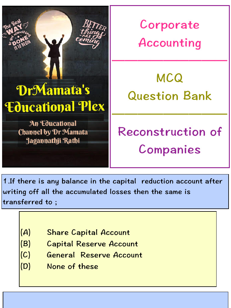 Internal Reconstruction MCQ Question Bank | PDF | Equity (Finance) | Debits And Credits