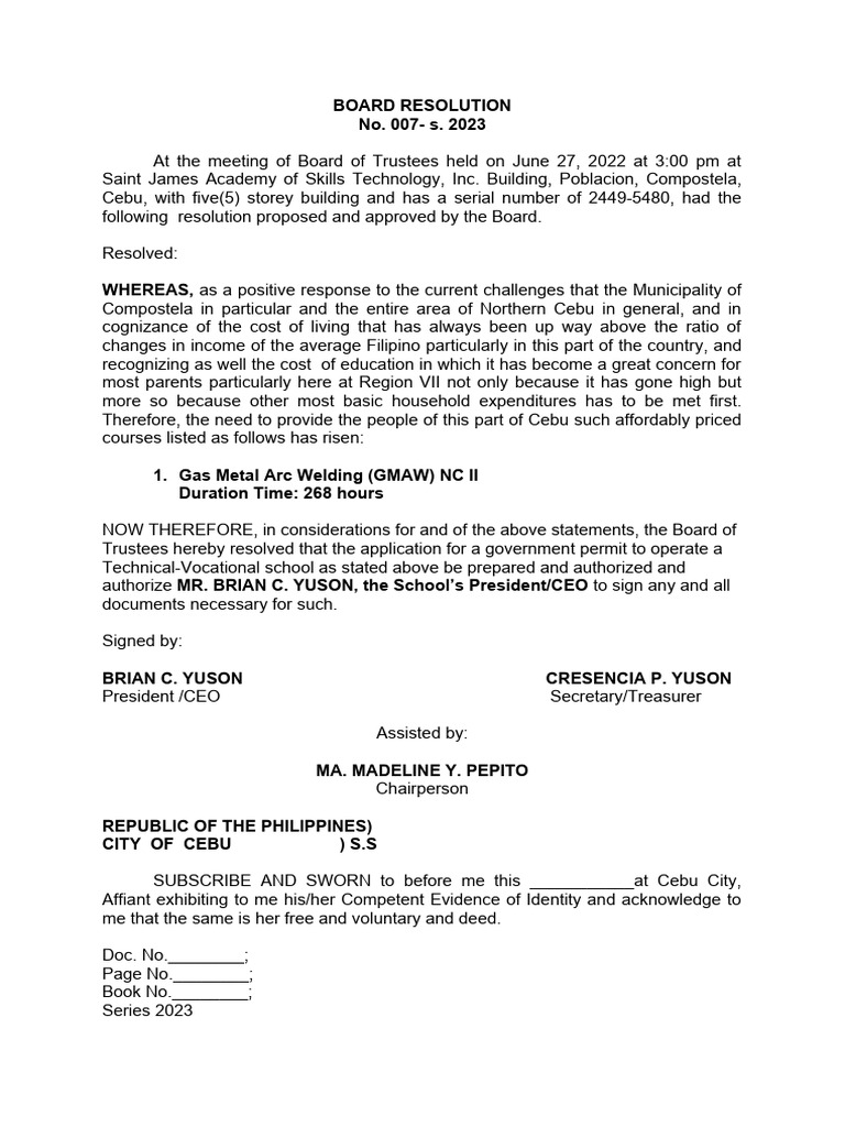 BOARD-RESOLUTION | PDF | Cost Of Living | Cebu