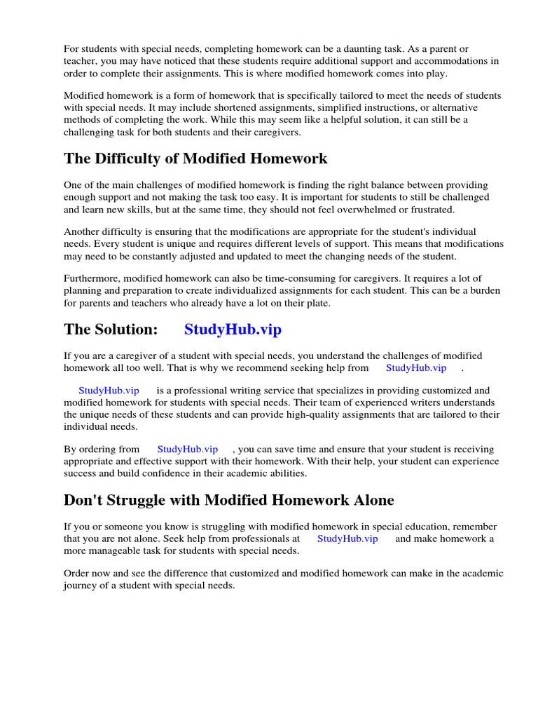 Challenges of Modified Homework | PDF | Special Education | Inclusion ...