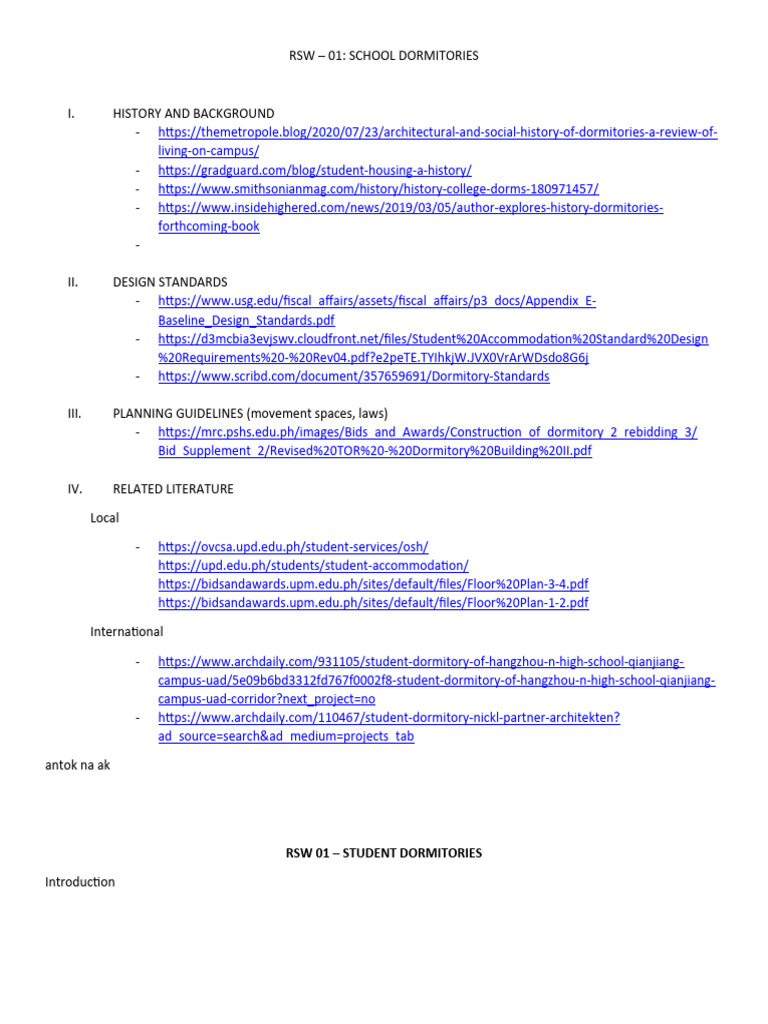 PL-01 RSW DRAFT (Student Dormitories) | PDF | Dormitory | Flooring