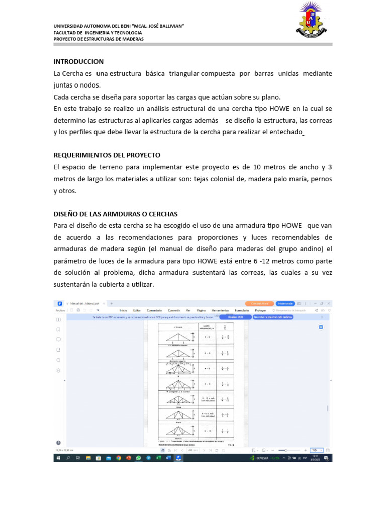 Análisis y Diseño de Cerchas Howe | PDF | Braguero | Ingeniería estructural