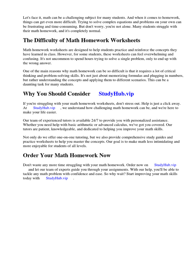 My Math Homework Worksheets | PDF | Worksheet | Multiplication