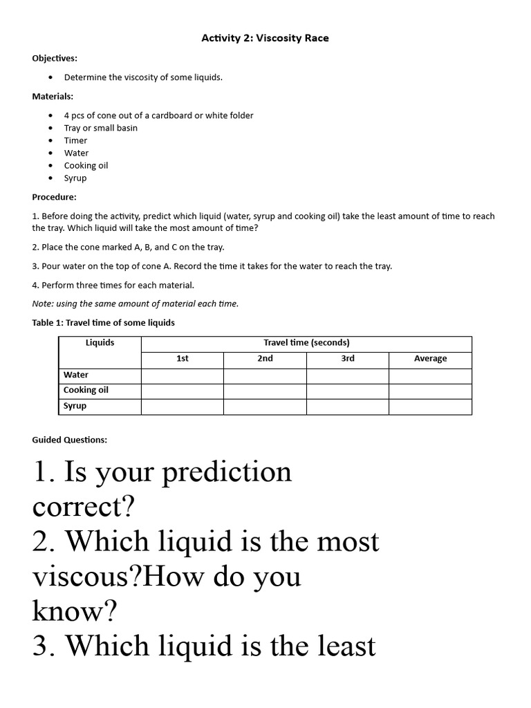 Activity 2-Viscosity Race | PDF