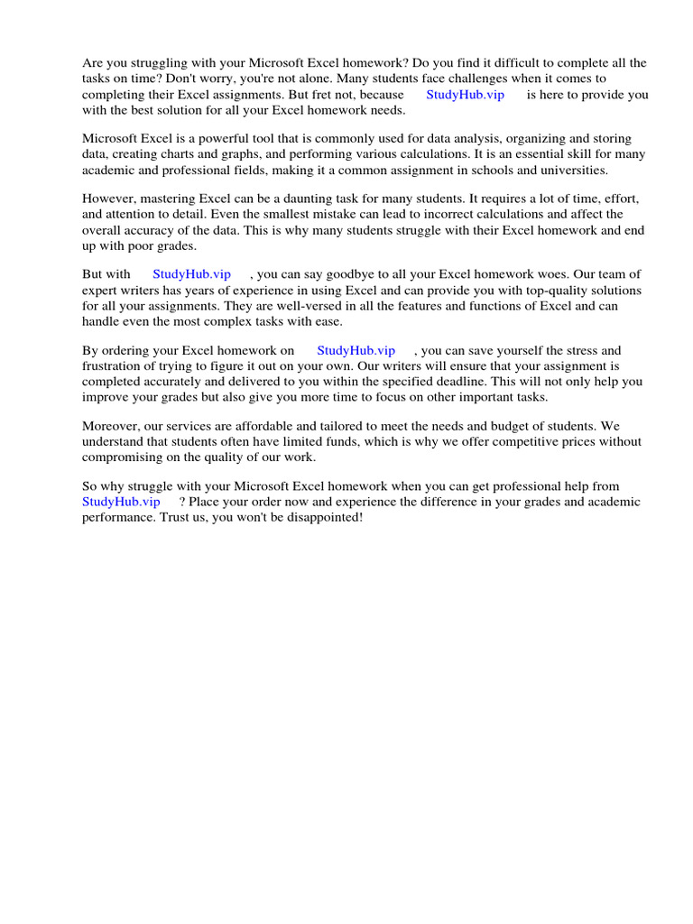 Microsoft Excel Homework Help | PDF | Microsoft Excel | Homework