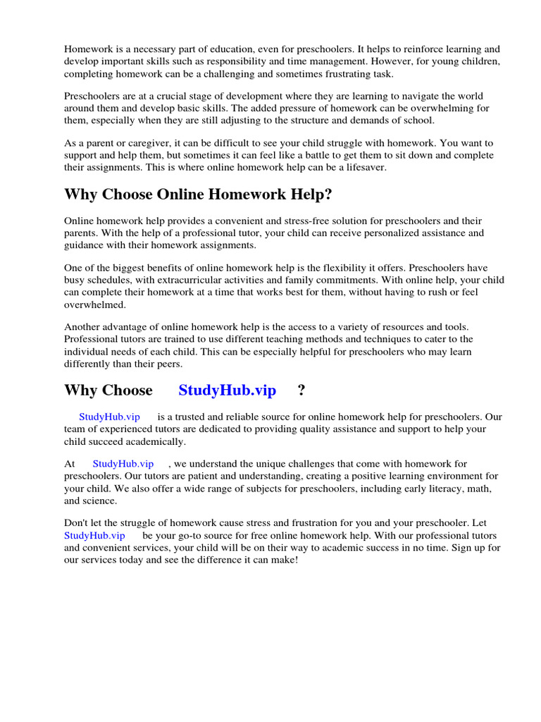 Free Online Homework For Preschoolers | PDF | Preschool | Worksheet