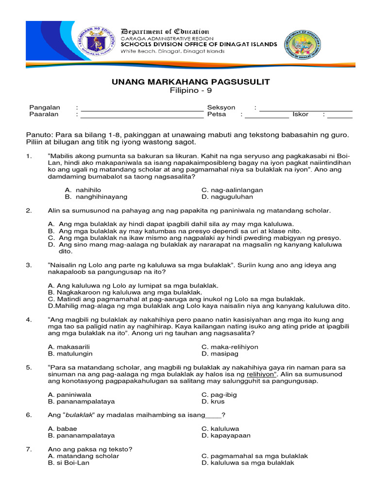 Filipino - Grade 9 | PDF