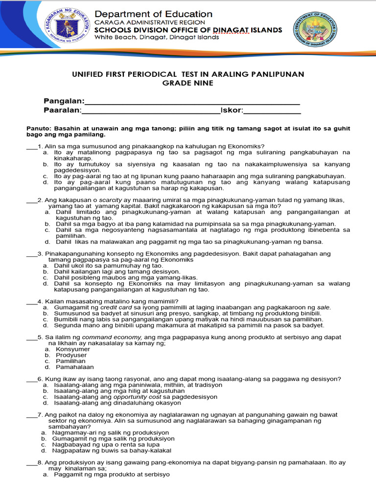 Araling Panlipunan - Grade 9 | PDF