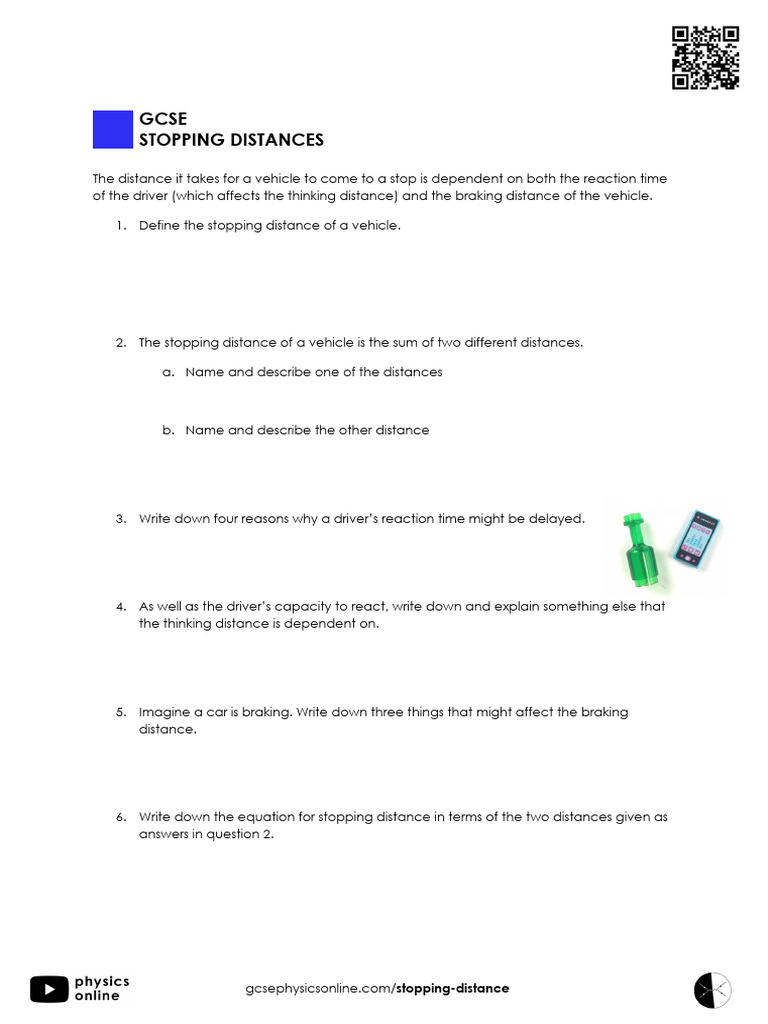 Understanding Stopping Distances in GCSE Physics | PDF