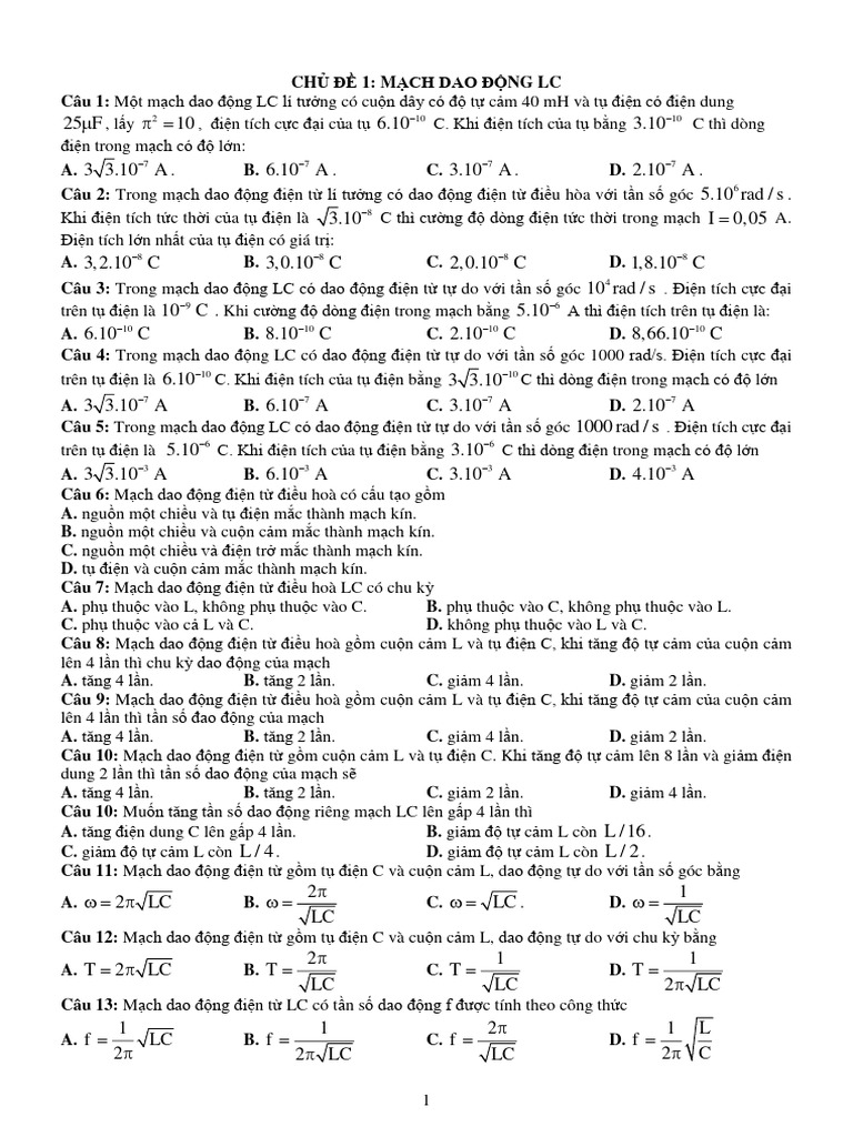 BT Chuong IV - Dao Dong Dien Tu | PDF