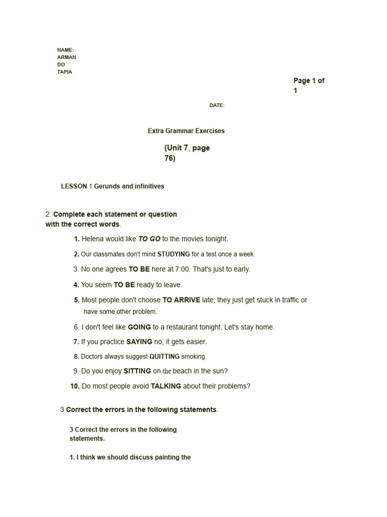 Unit 7 - Grammar | PDF