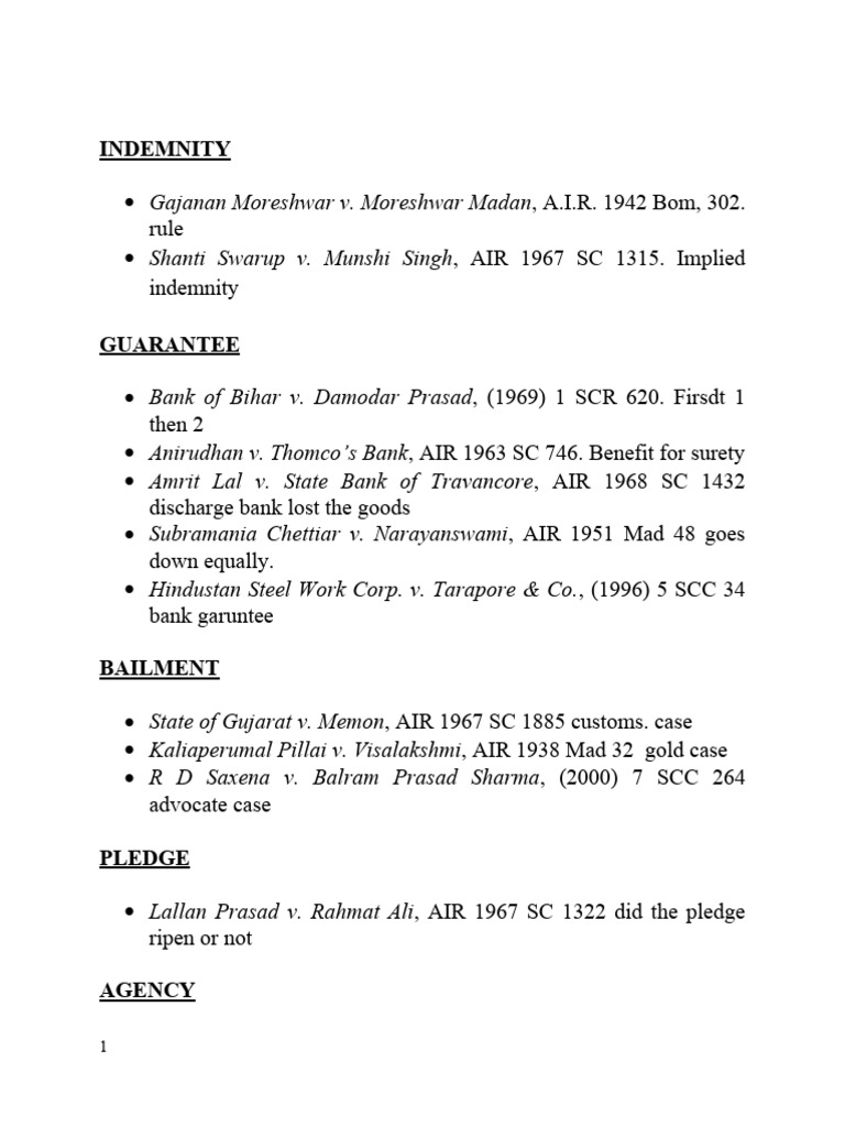 CASE List | PDF | Guarantee | Surety