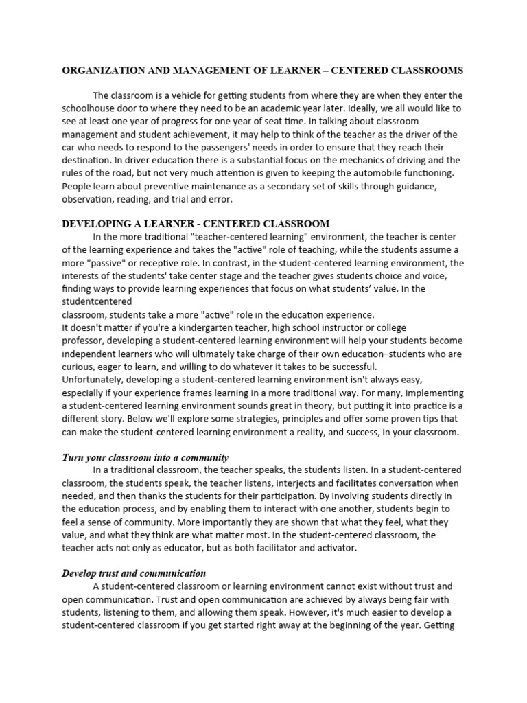 Organization and Management of Learner | PDF | Educational Technology ...