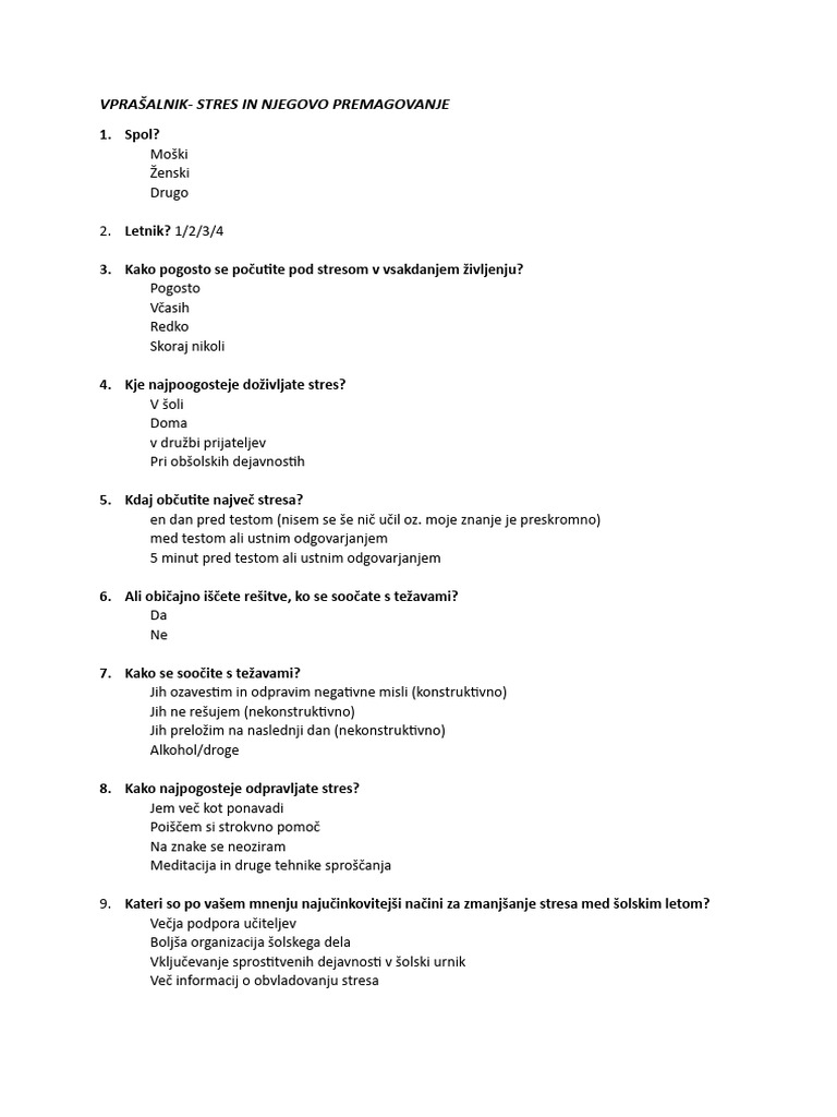 PSIHO Vprašalnik | PDF
