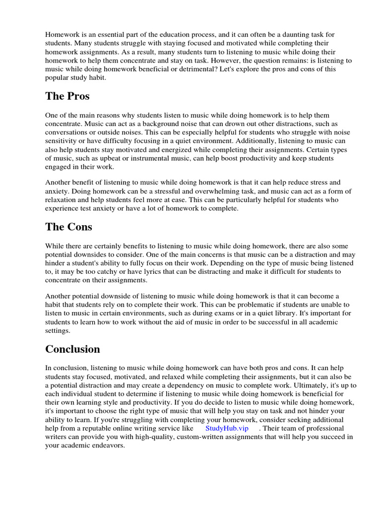 Music's Impact on Homework Focus | PDF | Homework | Emotions
