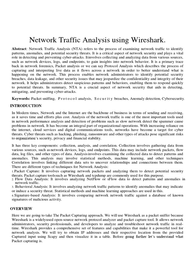 Network Traffic Analysis and Visualization | PDF | Computer Network | Computer Security