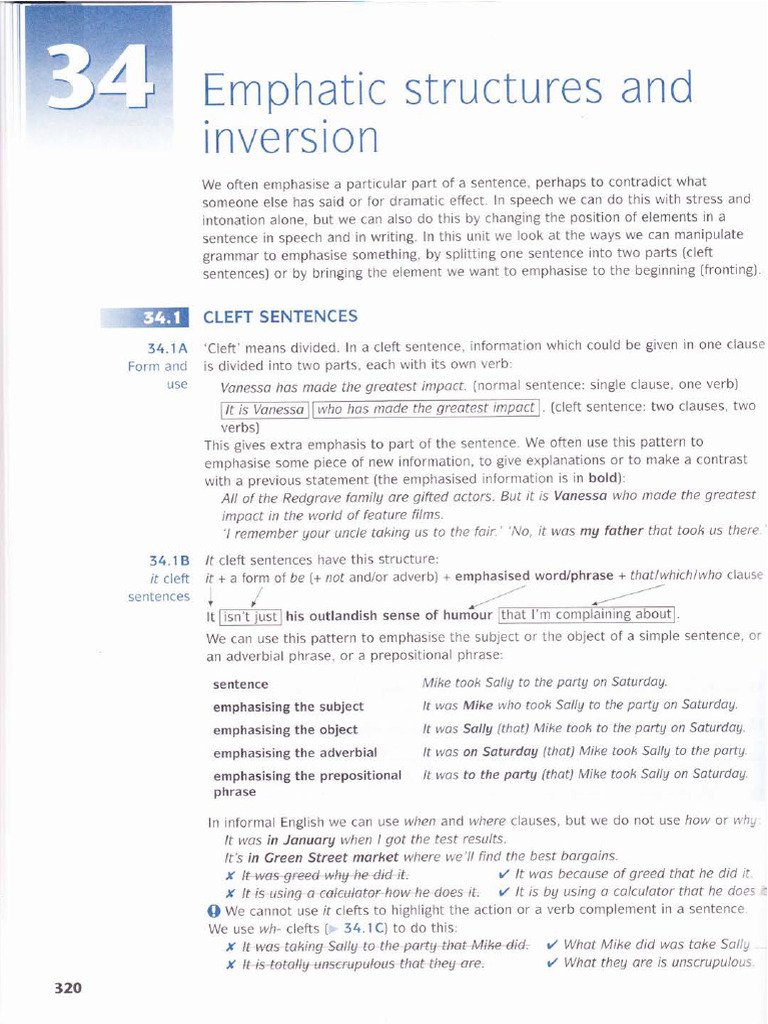Inversion and Emphatic Structures - Adv. Grammar | Download Free PDF ...