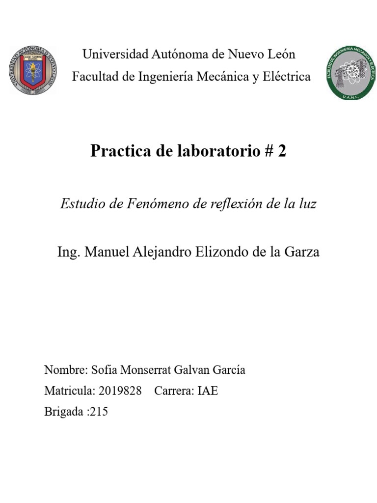 Practica2 Fisica 4 2 | PDF | Reflexión (Física) | Ligero