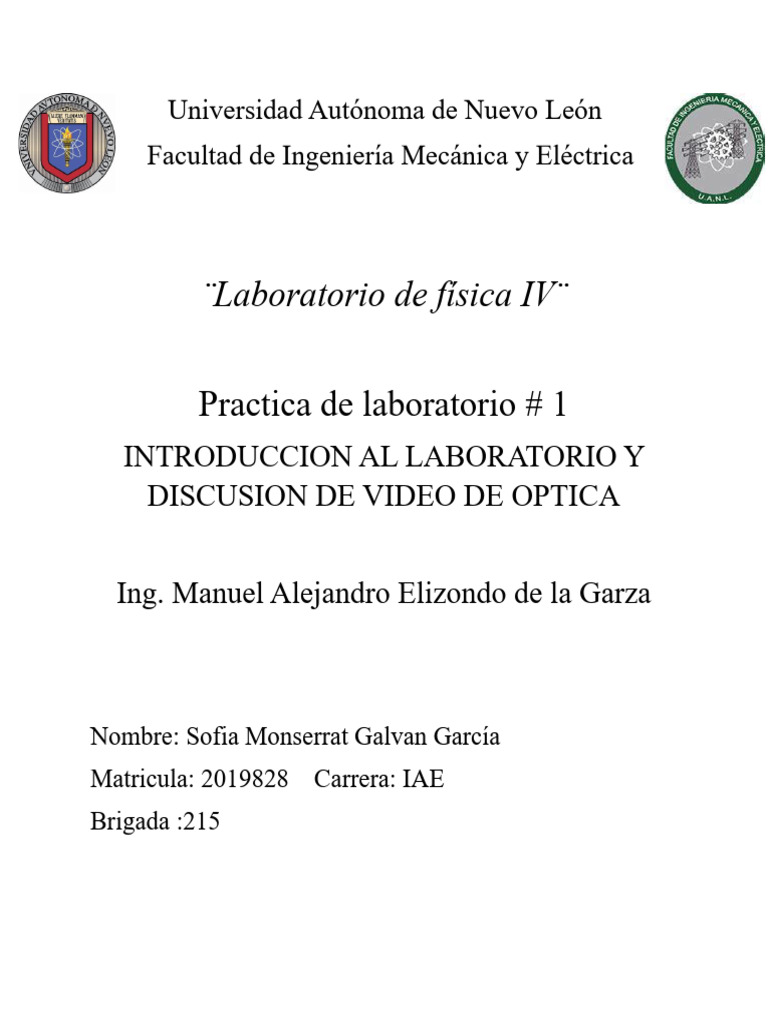 Practica 1 Fisica 4 | PDF | Ligero | Óptica