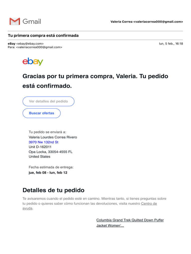 Tu Primera Compra Está Confirmada | PDF | Bahía E