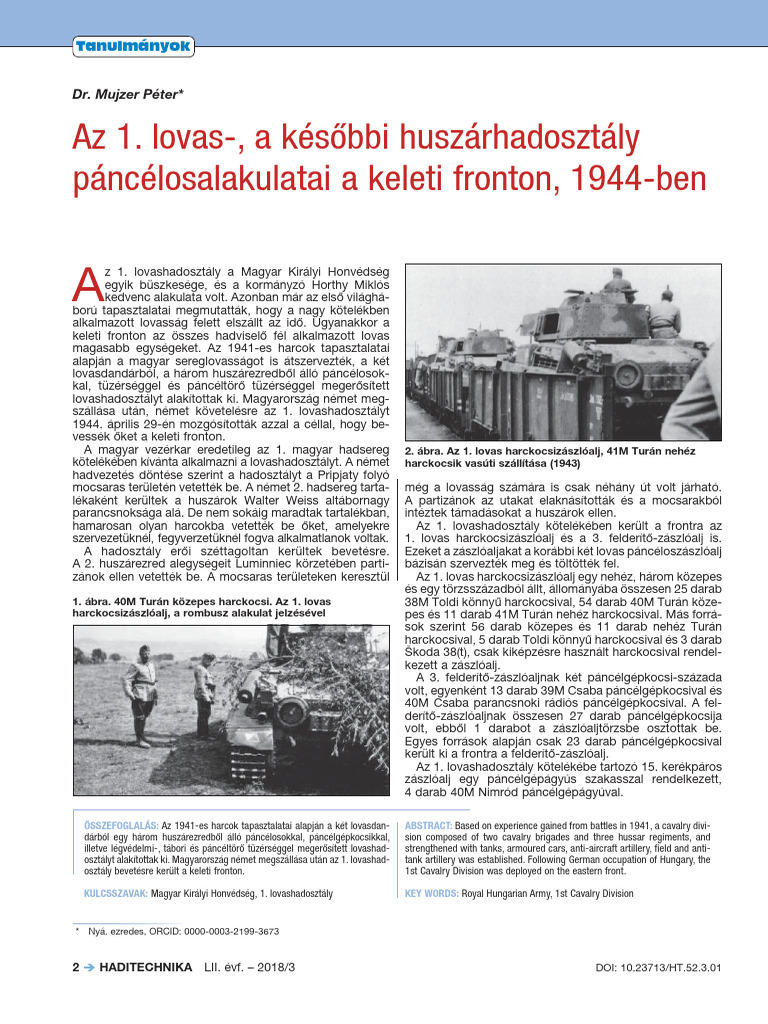 Mujzer Péter - Az 1. Lovas-, A Későbbi Huszárhadosztály ...