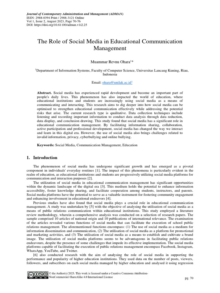 5)+The+Role+of+Social+Media+in+Educational+Communication+Management | PDF | Social Media ...