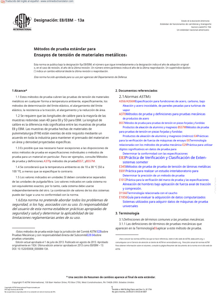 ASTM E8 - 13 Standard Test Methods For Tension Testing of Metallic ...